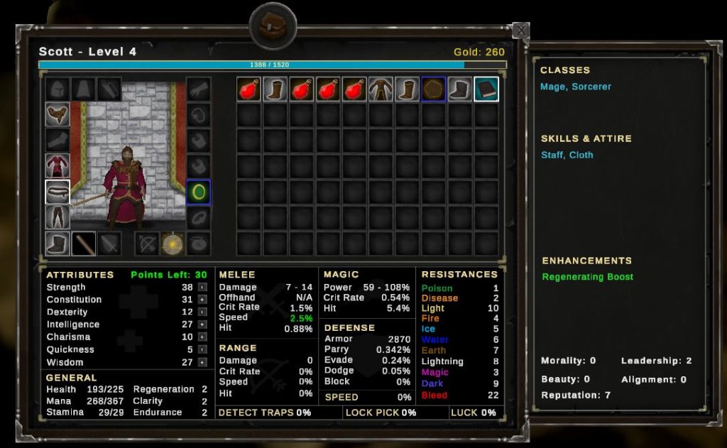 Inventory & Stats - Worldstone Chronicles